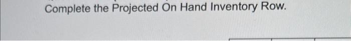 Complete the Projected On Hand Inventory Row. | Chegg.com