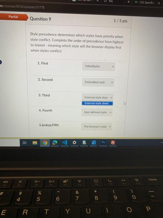 Solved Style precedence determines which styles have | Chegg.com