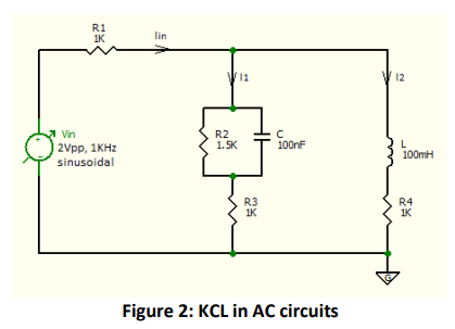 Figure 2: KCL ﻿in AC ﻿circuits Now for the circuit in | Chegg.com