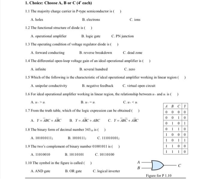 Solved 1. Choice: Choose A,B or C(4′ each) 1.1 The majority | Chegg.com