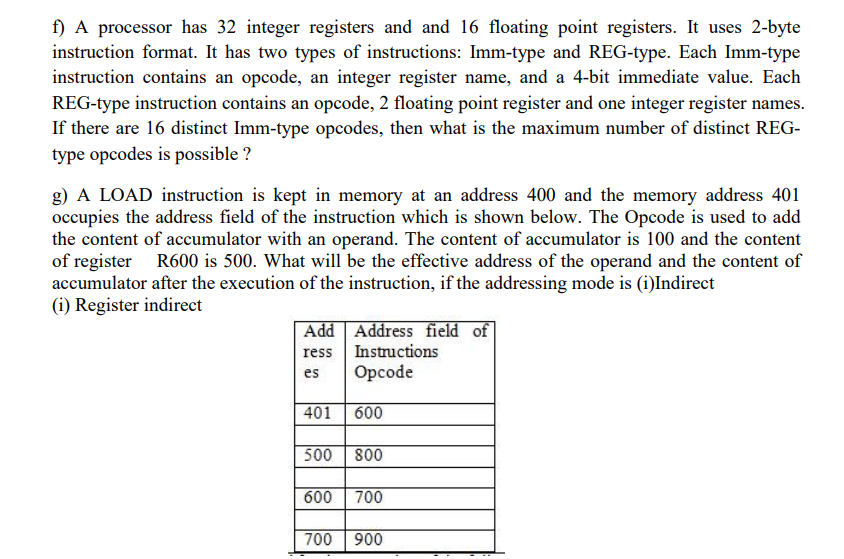 Solved f) ﻿A processor has 32 ﻿integer registers and and 16 | Chegg.com