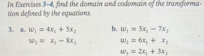 Solved In Exercises 3-4, find the domain and codomain of the | Chegg.com