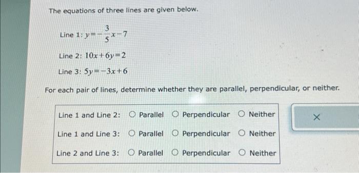 Solved The equations of three lines are given below. 3 Line | Chegg.com