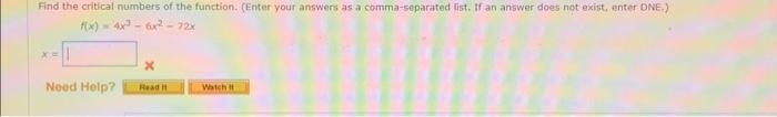 Solved f(x)=4x3−6x2−72x | Chegg.com