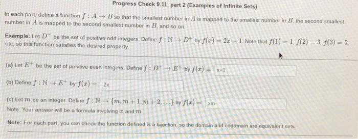 Solved In each part, define a function f:A→B so that the | Chegg.com