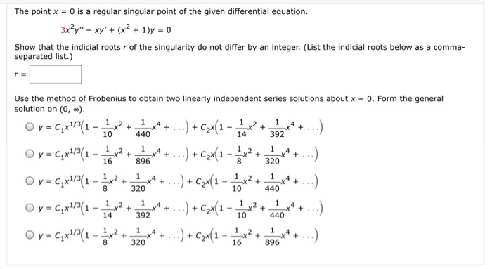 Solved Power series differential equation: Frobenius | Chegg.com