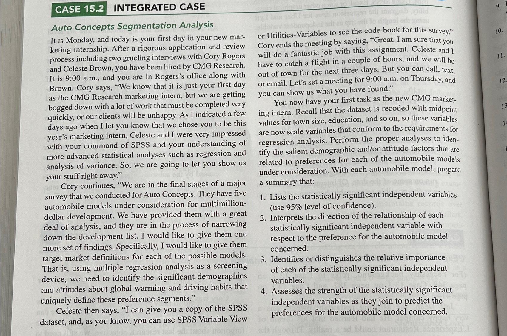 Solved CASE 15.2 ﻿INTEGRATED CASEAuto Concepts Segmentation | Chegg.com