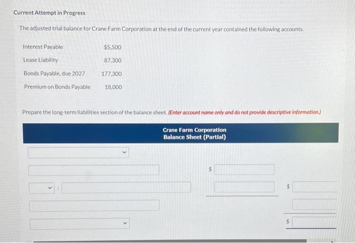Solved Current Attempt in Progress The adjusted trial | Chegg.com