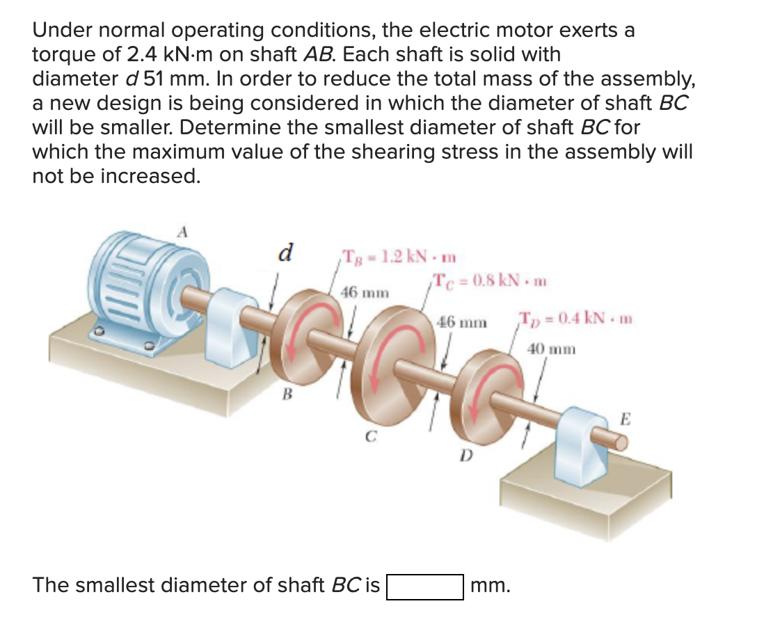 Solved Under normal operating conditions, the electric motor | Chegg.com