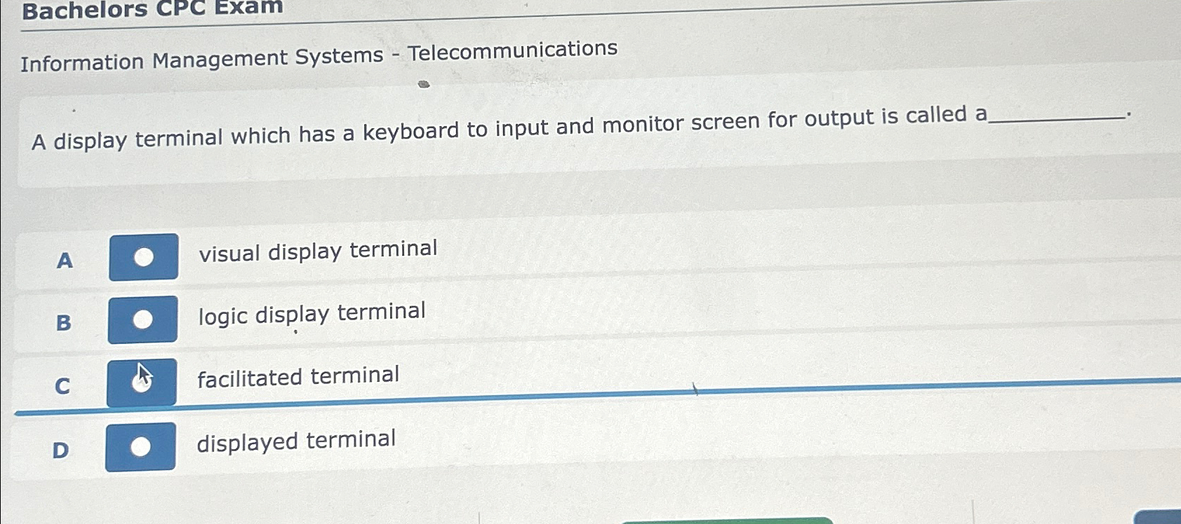 Solved Bachelors CPC ExamInformation Management Systems - | Chegg.com