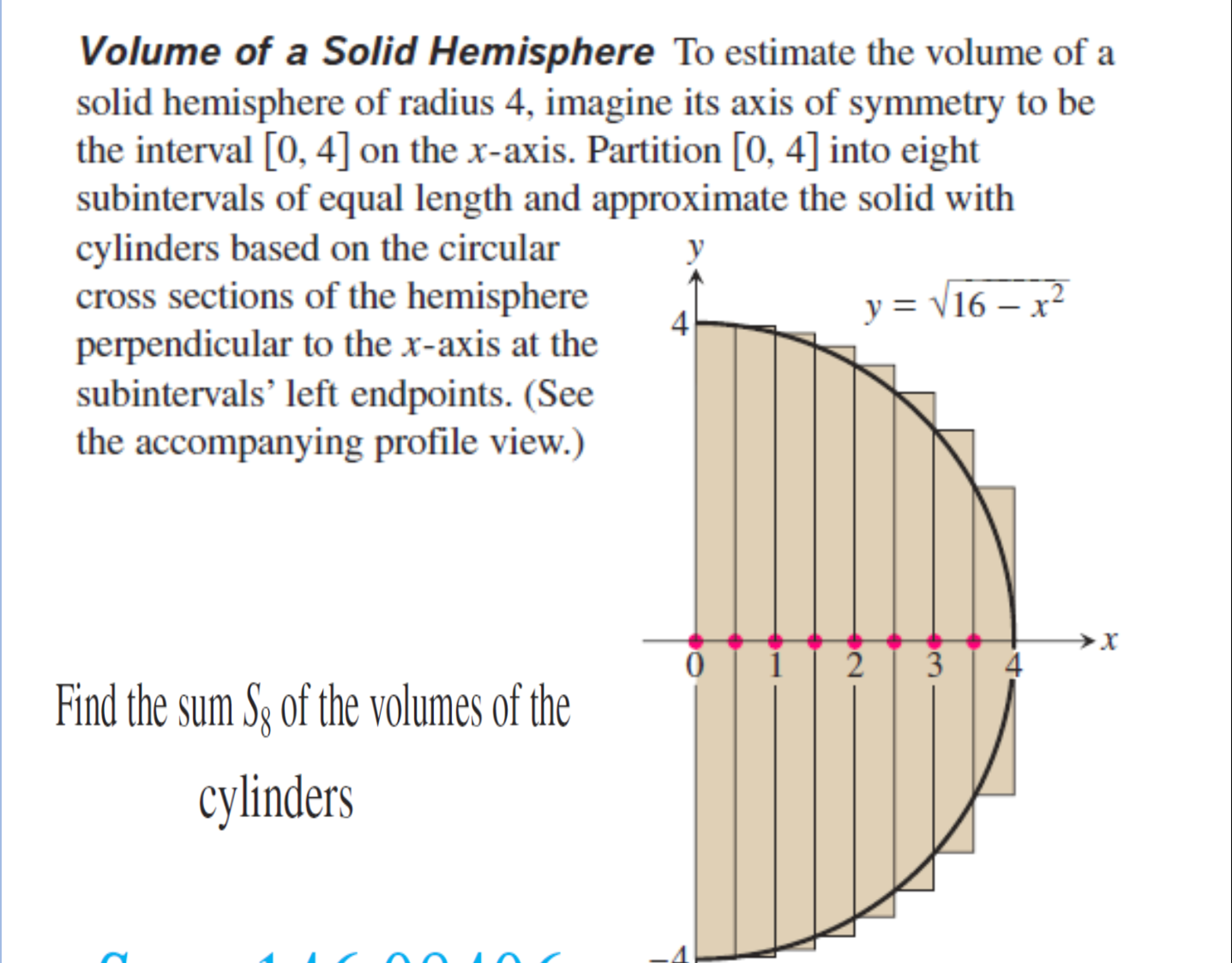 Solved Volume of a Solid Hemisphere To estimate the volume | Chegg.com