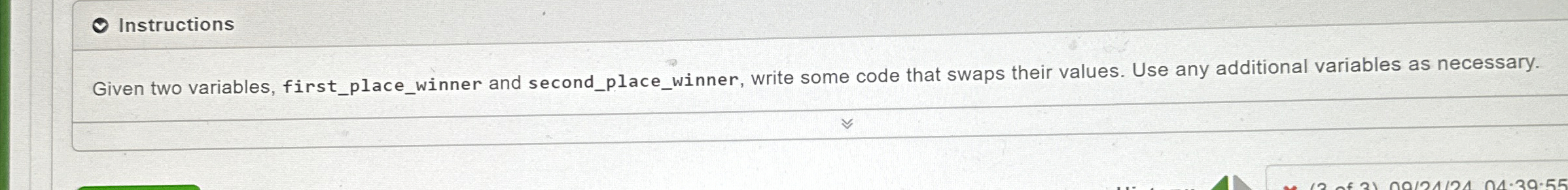 InstructionsGiven two variables, first_place_winner | Chegg.com
