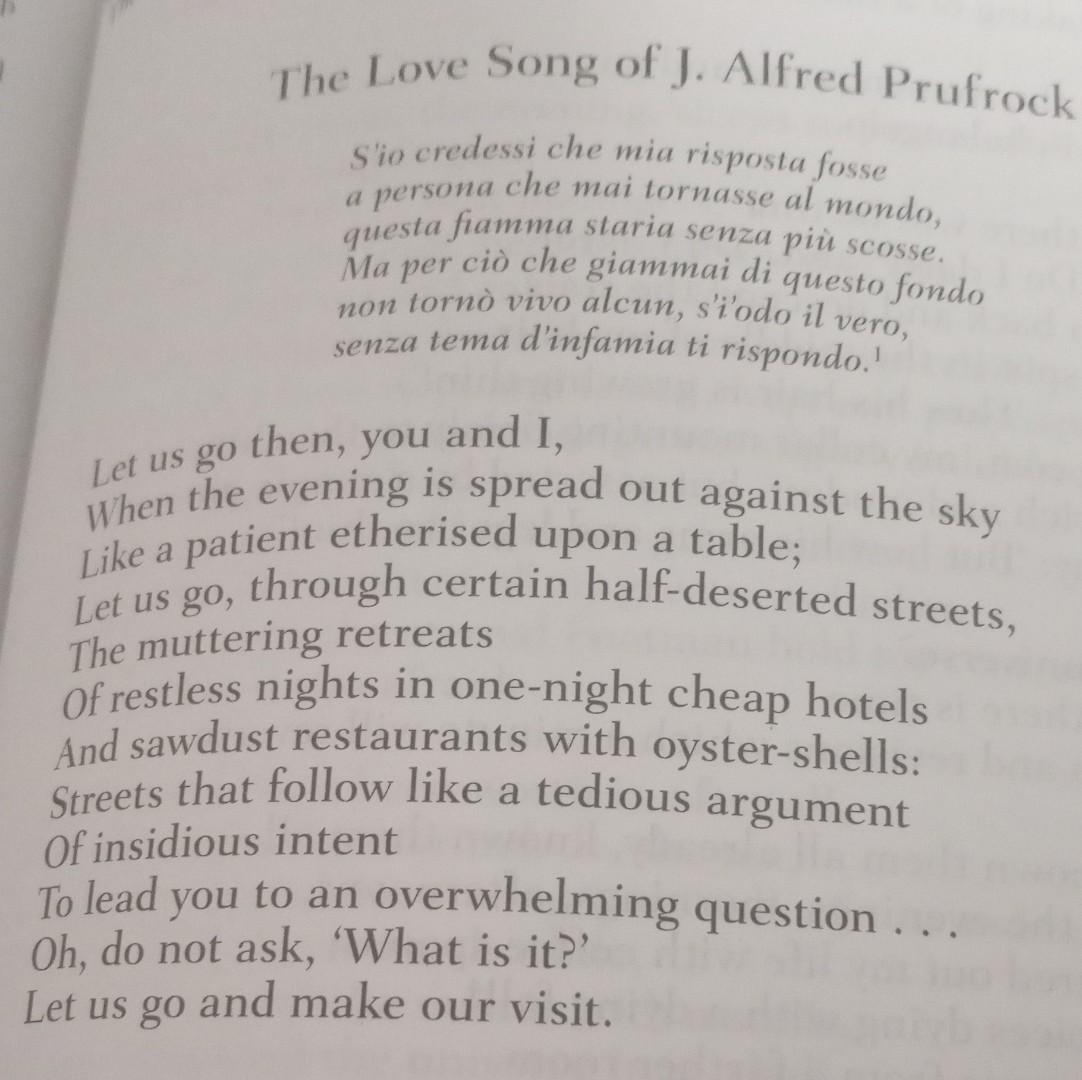 1. Re-read T.S. Eliot's "The Love Song of J. Alfred | Chegg.com
