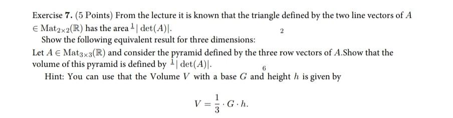 Solved Exercise 7. (5 Points) From the lecture it is known | Chegg.com