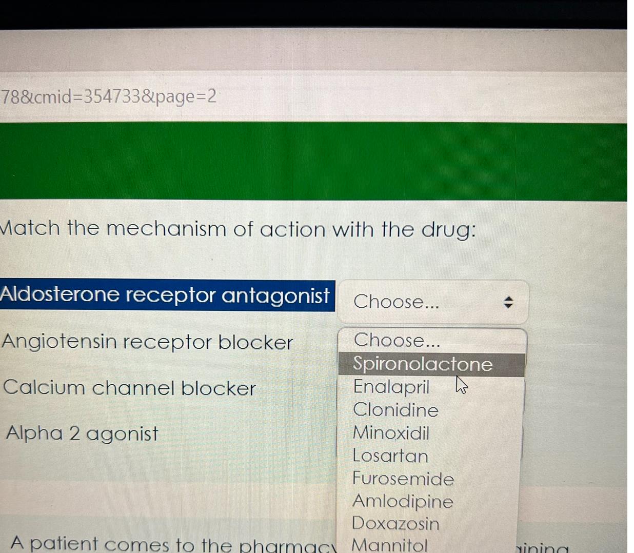Solved 78&cmid=354733 ﻿&page =2Match the mechanism of action | Chegg.com