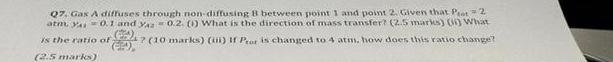 Solved Q7, Gas A difhuses through non-diffusing 8 between | Chegg.com