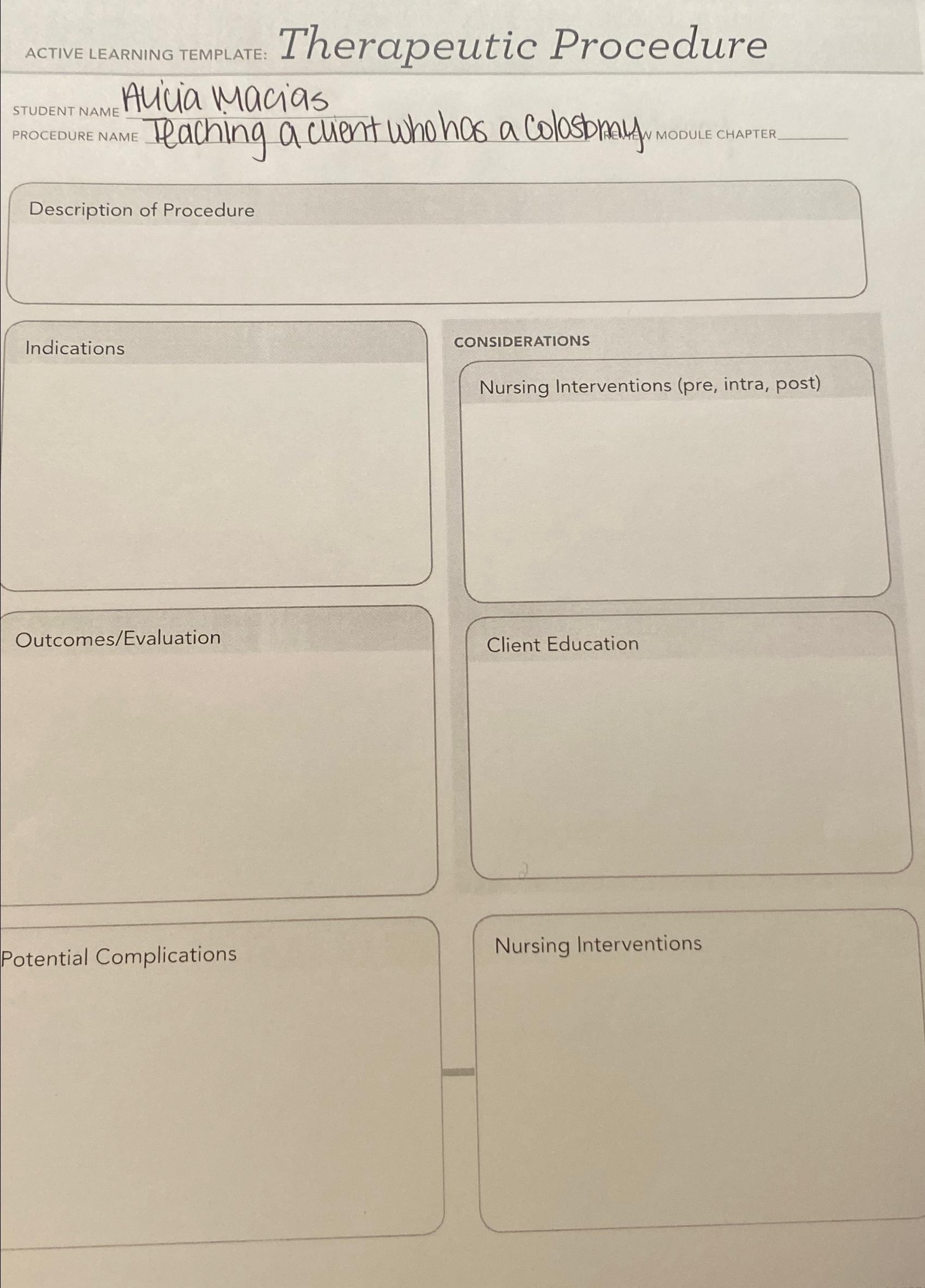 Solved active learning template: Therapeutic Procedure | Chegg.com