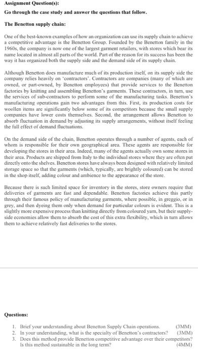 Solved Assignment Question(s): Go through the case study and | Chegg.com