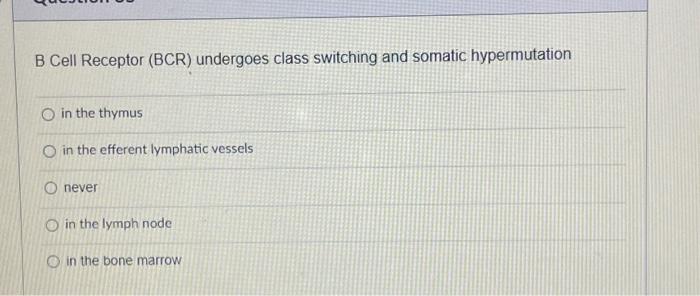B Cell Receptor (BCR) undergoes class switching and | Chegg.com