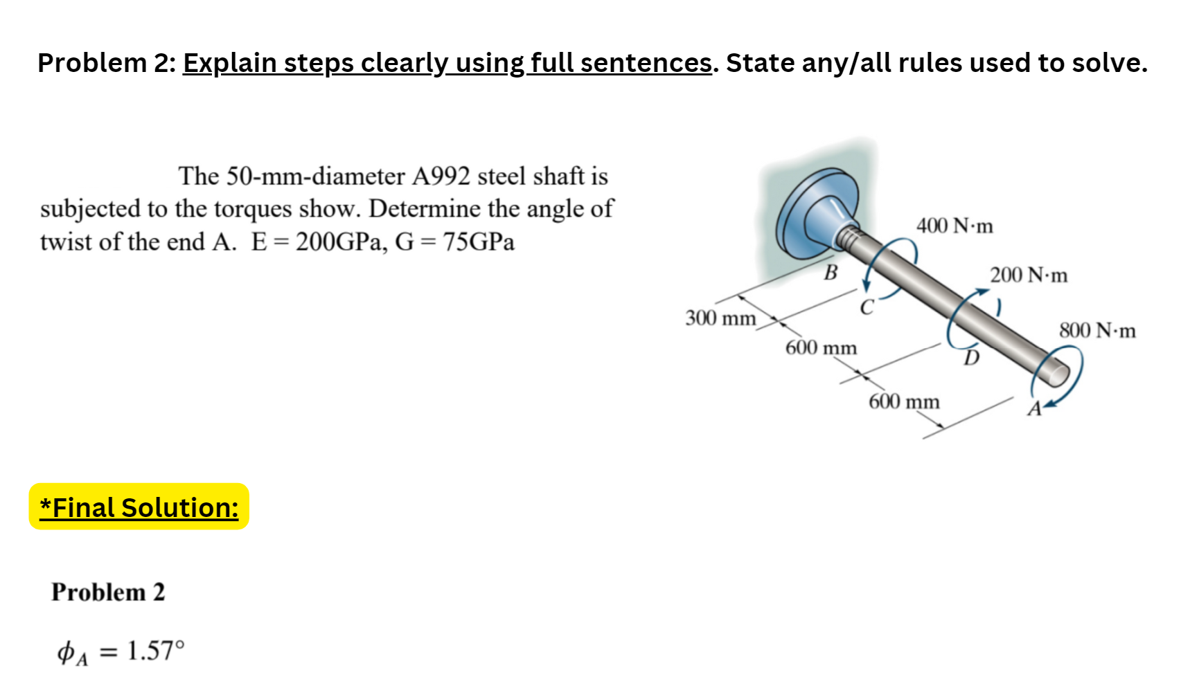 Solved Problem 2: Explain steps clearly using full | Chegg.com