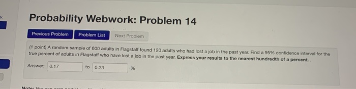 Solved к Probability Webwork: Problem 14 Previous Problem | Chegg.com