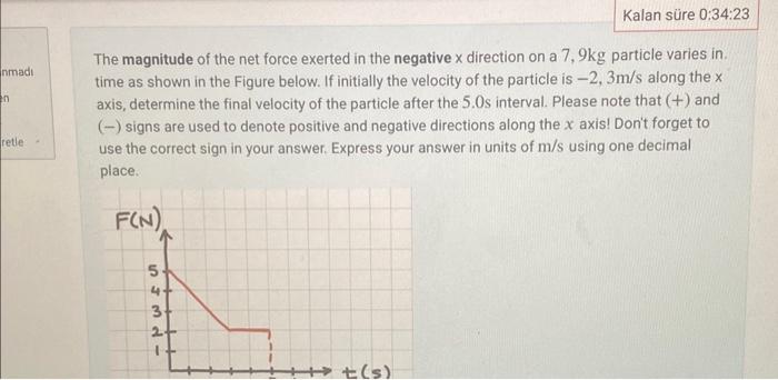Solved The magnitude of the net force exerted in the | Chegg.com