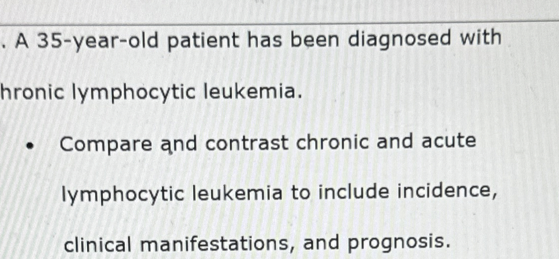 Solved A 35-year-old patient has been diagnosed withhronic | Chegg.com