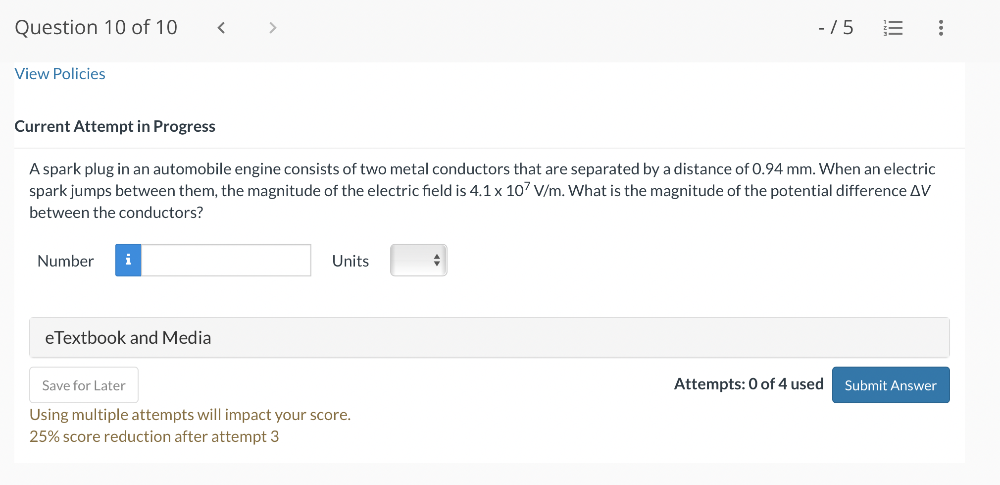 Solved Current Attempt in ProgressA spark plug in an | Chegg.com