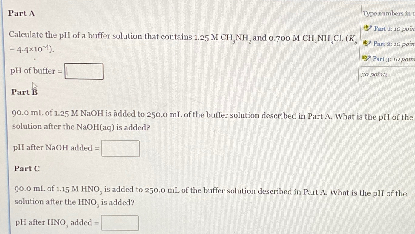Solved Part ACalculate the pH ﻿of a buffer solution that | Chegg.com