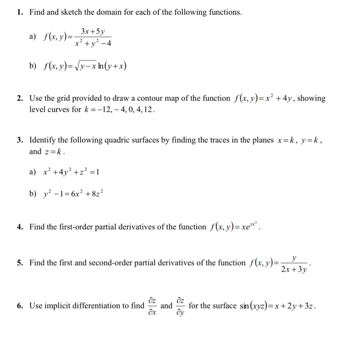 Solved 1. Find and sketch the domain for each of the | Chegg.com