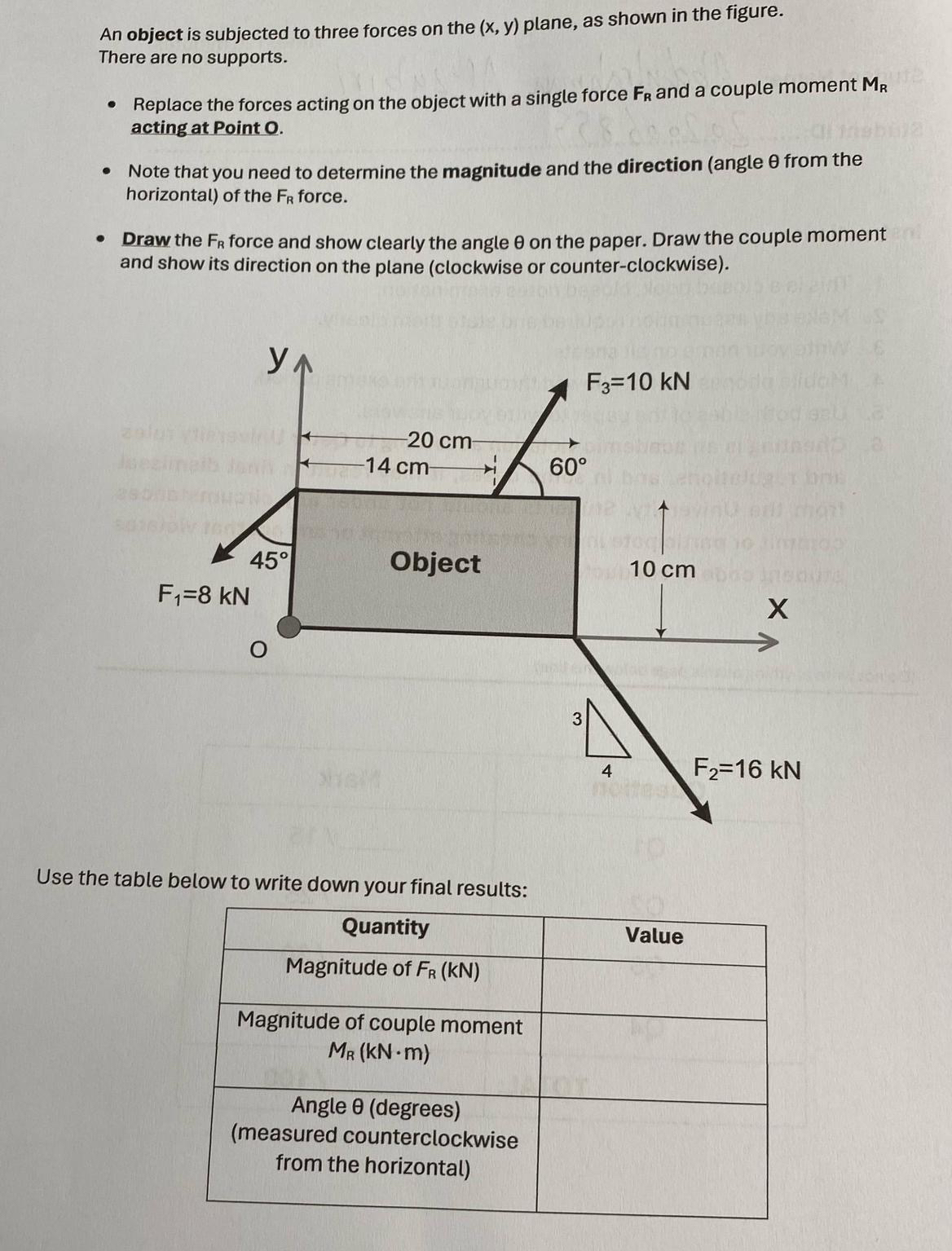 Solved An Object Is Subjected To Three Forces On The Xy 5838