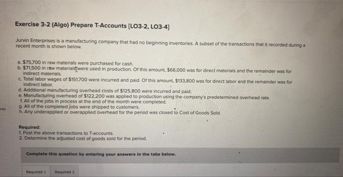 Solved Exercise 3-2 (Algo) Prepare T-Accounts [LO3-2, LO3-4] | Chegg.com