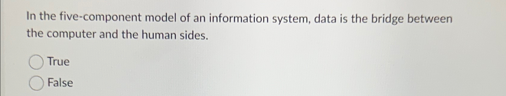 Solved In the five-component model of an information system, | Chegg.com