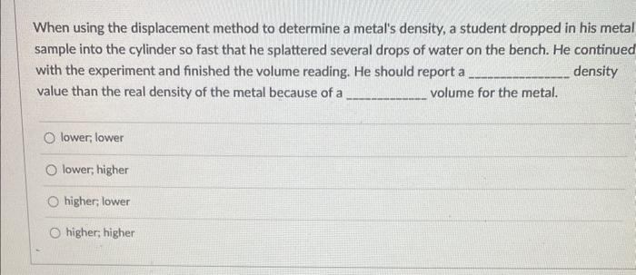 Solved When using the displacement method to determine a | Chegg.com