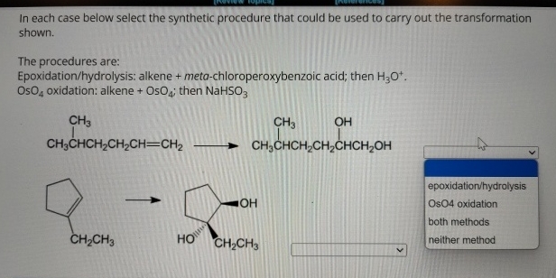 Solved In each case below select the synthetic procedure | Chegg.com