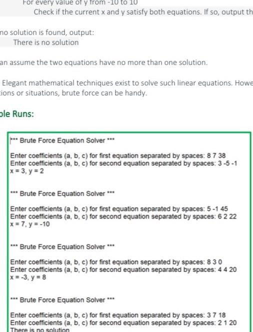 Solved no solution is found, output: There is no solution an | Chegg.com