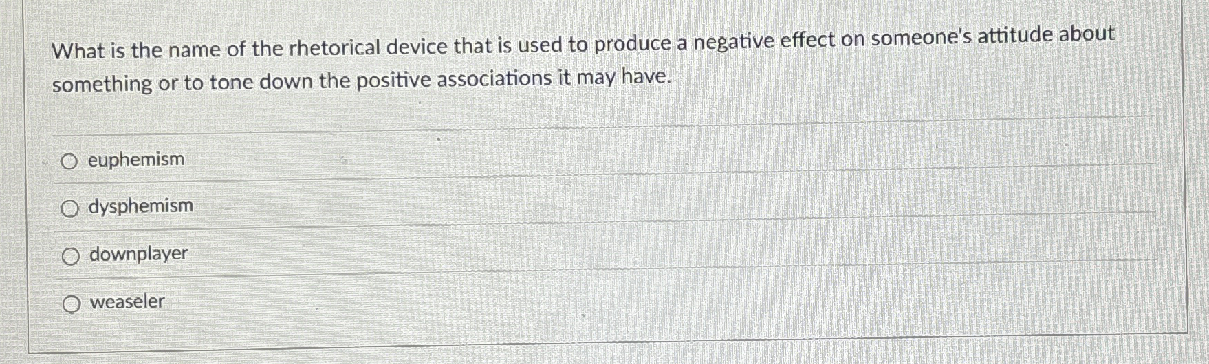 Solved What is the name of the rhetorical device that is | Chegg.com