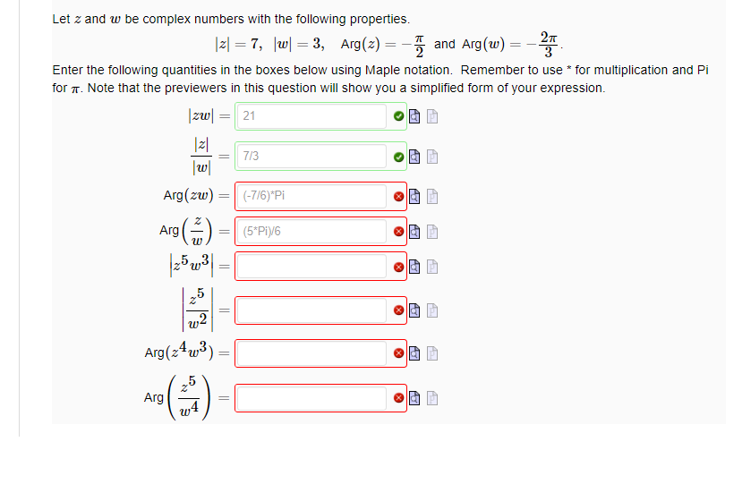 Solved Let z ﻿and w ﻿be complex numbers with the following | Chegg.com