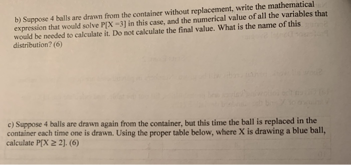 Solved 3) Suppose there are 20 balls in a container and 5 of | Chegg.com