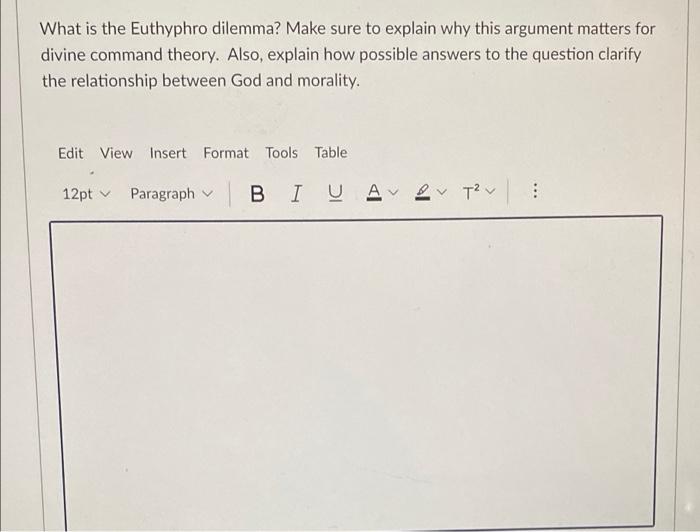 Solved What is the Euthyphro dilemma? Make sure to explain | Chegg.com