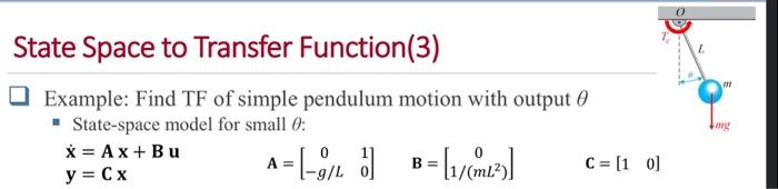 Solved State Space to Transfer Function(3) Example: Find TF | Chegg.com