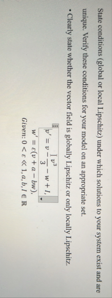 Solved State conditions (global or local Lipschitz) ﻿under | Chegg.com