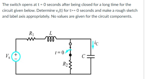 Solved The switch opens at \( ﻿t=0 \) ﻿seconds after being | Chegg.com