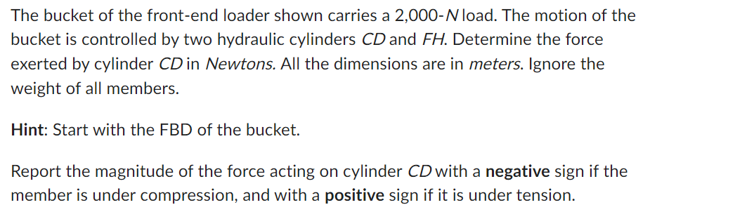 Solved The bucket of the front-end loader shown carries a | Chegg.com