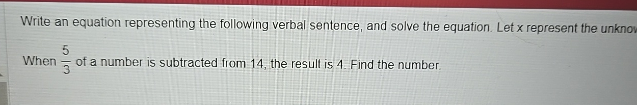 Solved Write an equation representing the following verbal | Chegg.com
