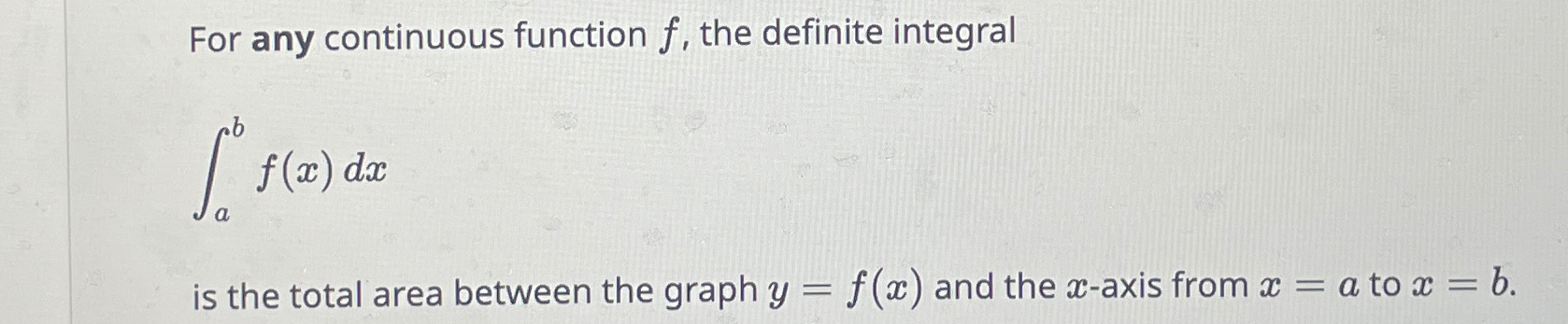 Solved For any continuous function f, ﻿the definite | Chegg.com