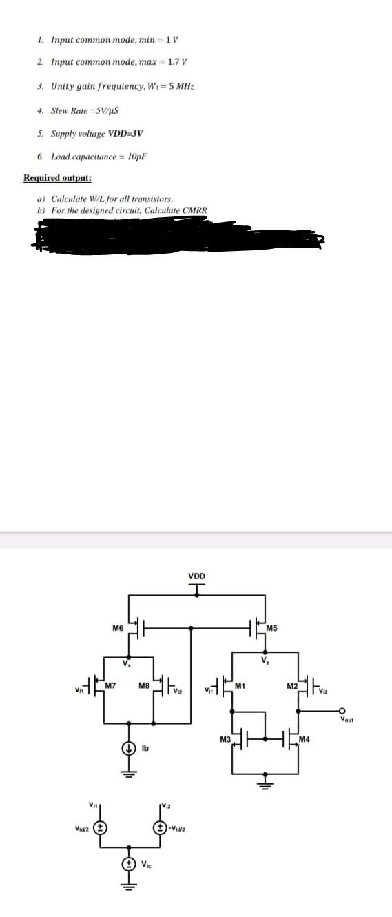 Solved 1 Input Common Mode Min1 V 2 Input Common Mode 6250
