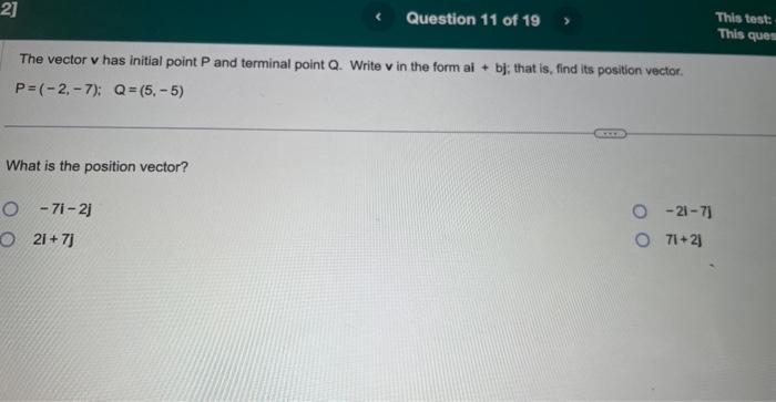 Solved The vector v has initial point P and terminal point | Chegg.com