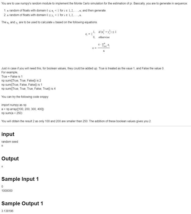 Solved You are to use numpy's random module with a given | Chegg.com