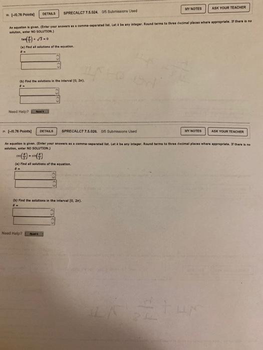 Solved MY NOTES ASK YOUR TEACHER -0.76 Points DETAILS | Chegg.com